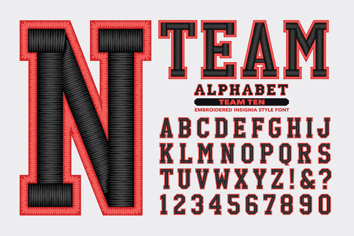 Embroidered Sports Vector Alphabet, an Object Graphic by Mysterylab Designs