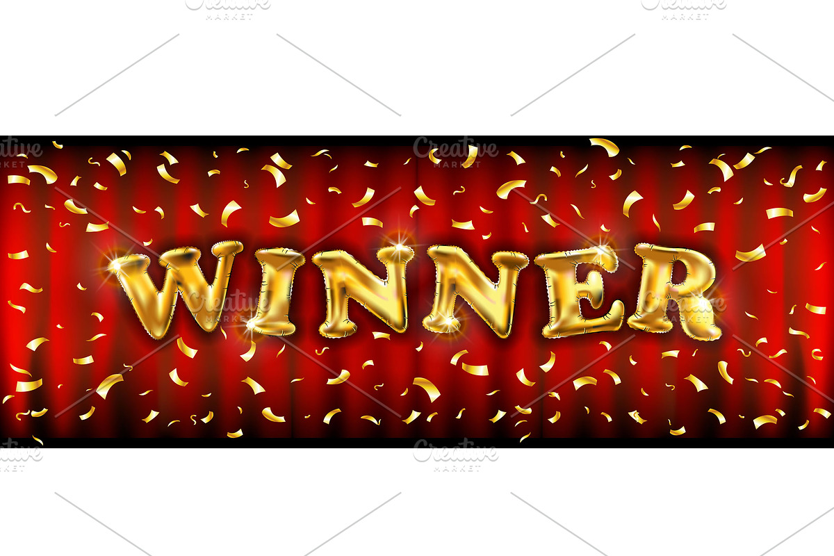 Winner banner with golden balloons, an Object Graphic by Rommeo79 ...