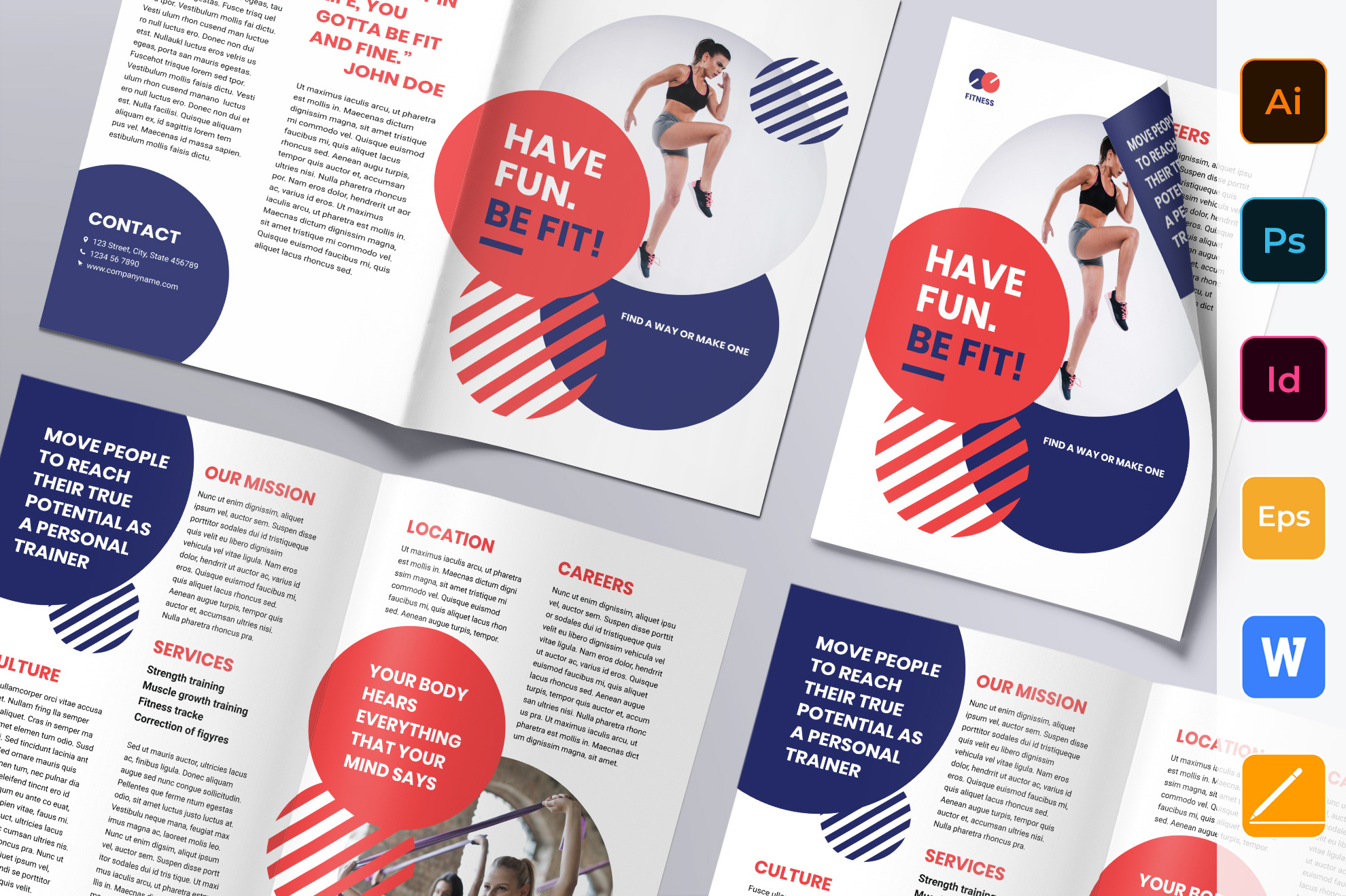 Fitness Trainer Brochure Bifold, a Brochure Template by TemplatesNow!