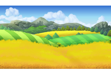 Farm field landscape, vector | Illustrations ~ Creative Market