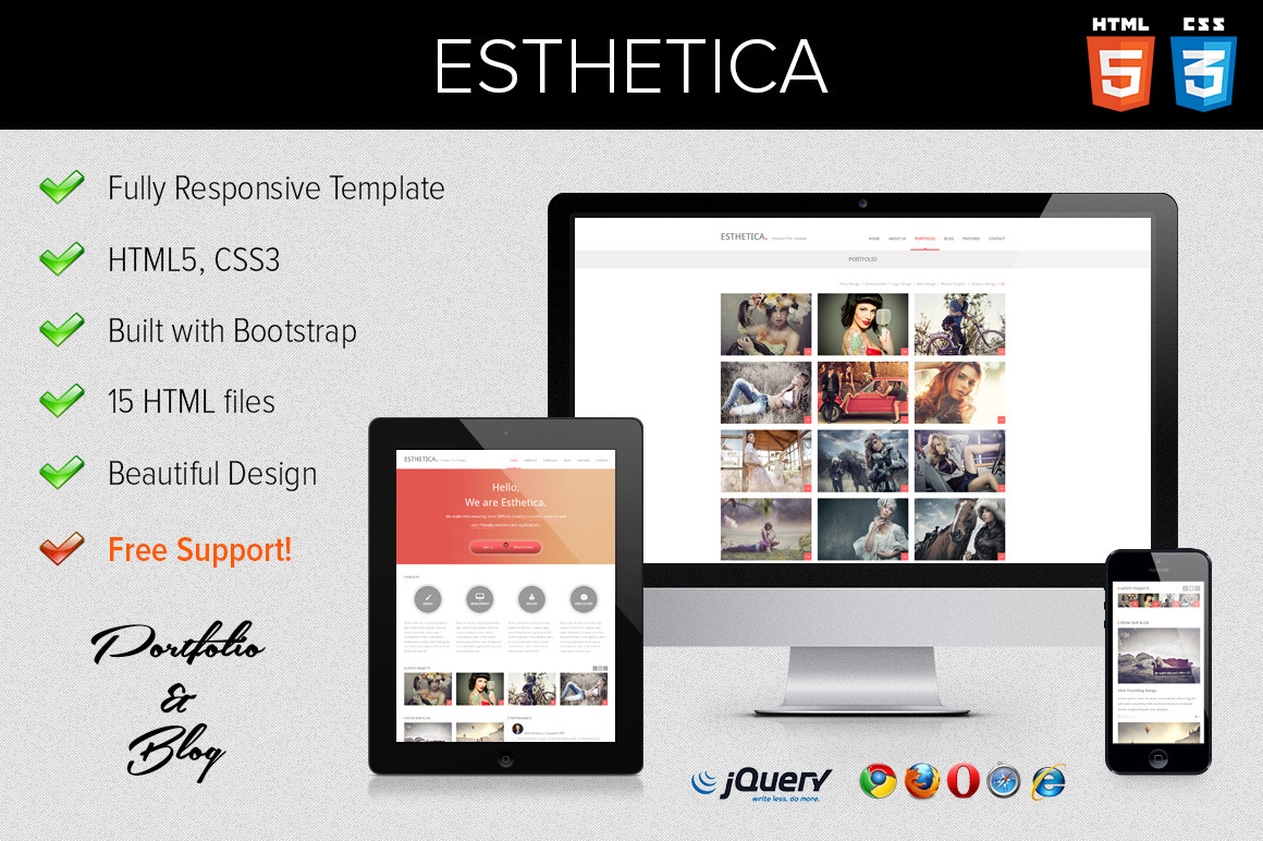 Esthetica - HTML5 & CSS3 Portfolio, a Bootstrap Template by Ministry of Web Design