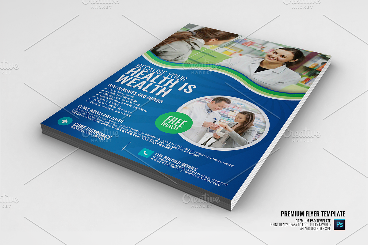 Pharmaceutical Services Flyer, a Flyer Template by PSDPixel