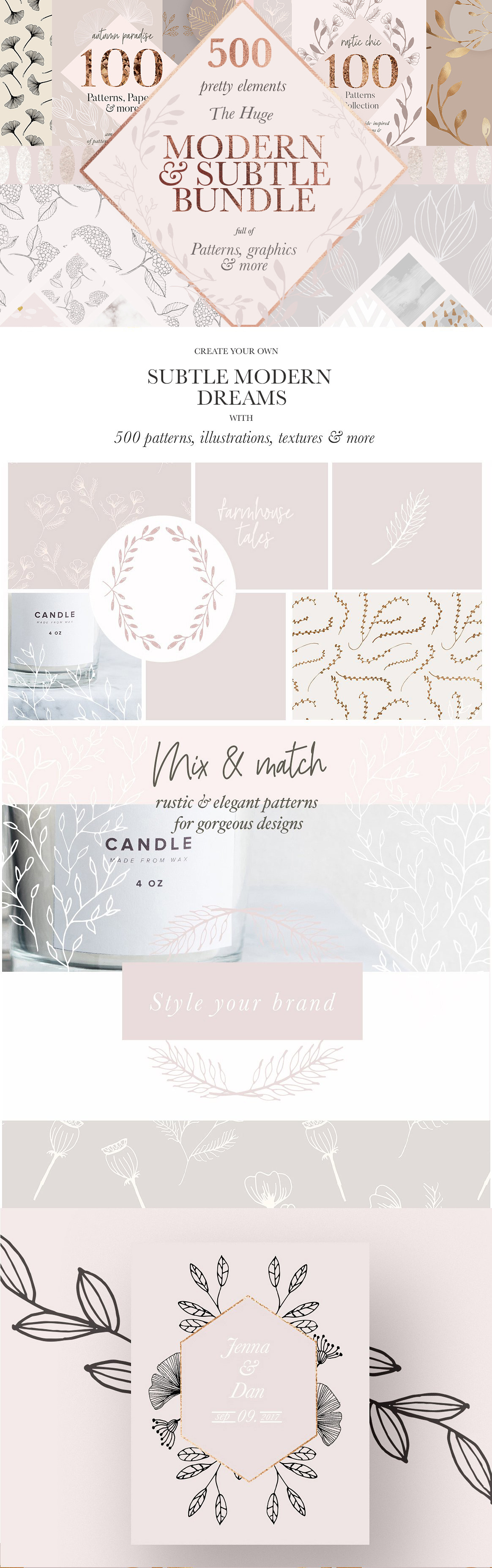 Modern Subtle Floral Patterns Bundle, a Pattern Graphic by Laras Wonderland