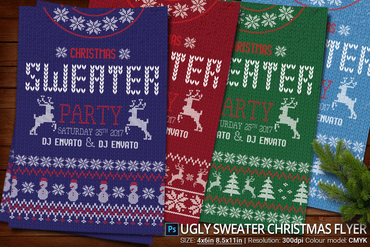 Ugly Sweater Christmas Party Flyer, a Flyer Template by Artolus