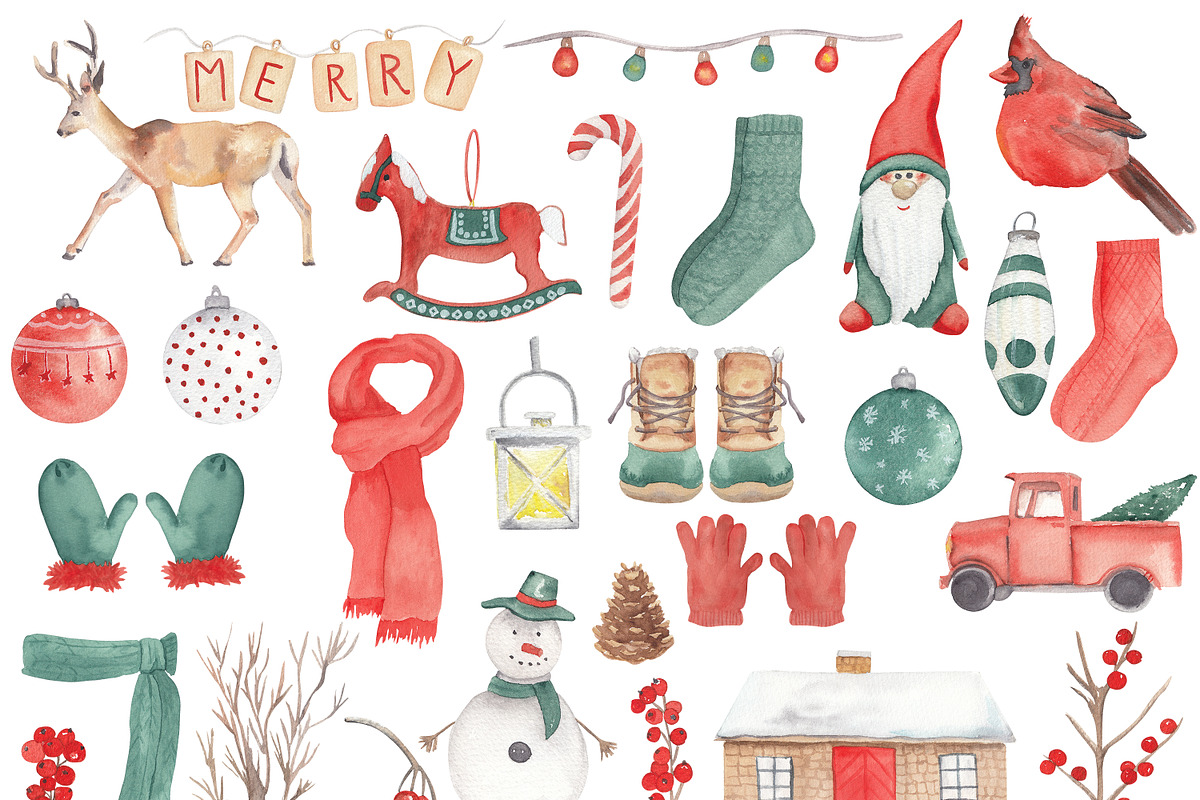 Christmas clipart and patterns, an Animal Illustration by Visual Animal