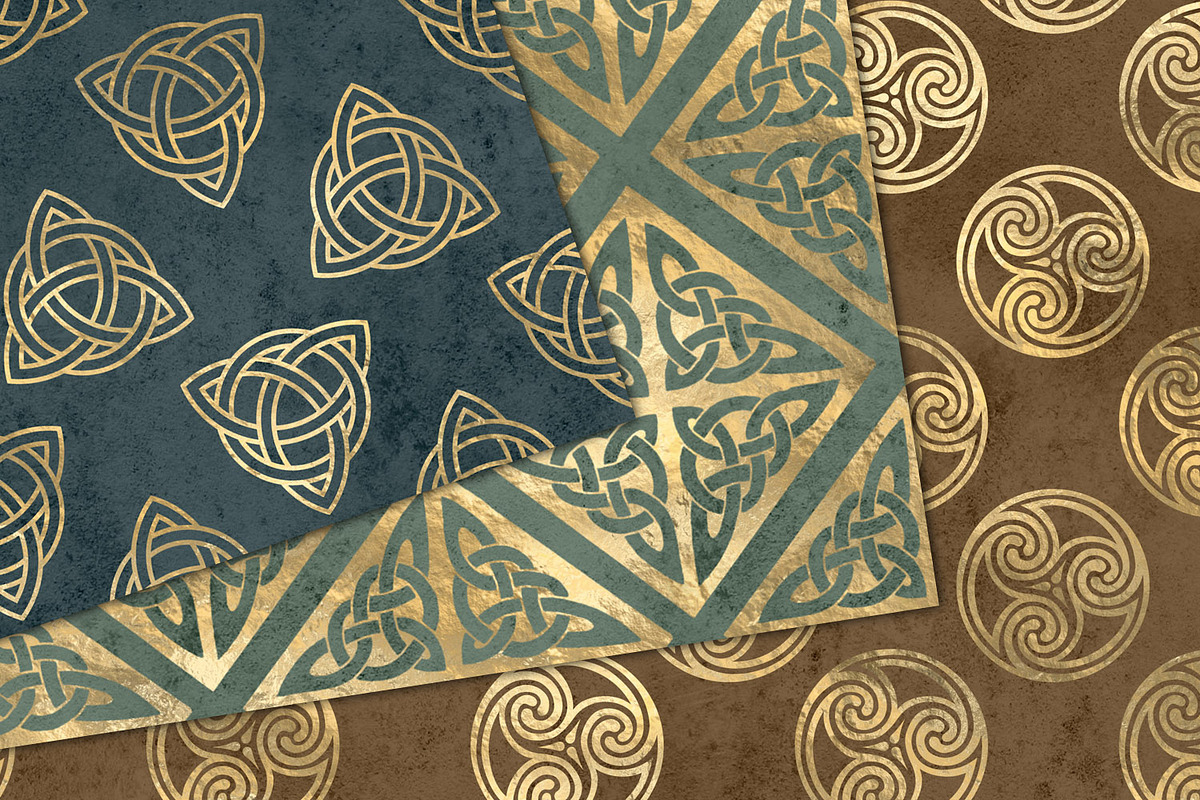 Gold Celtic Digital Paper, a Pattern Graphic by Digital Curio ...