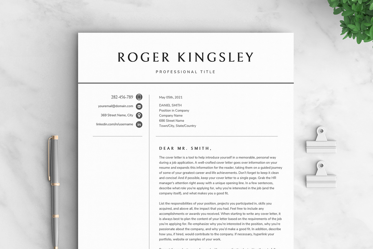Resume/CV - The Roger, a Resume Template by CreativeLandStudio