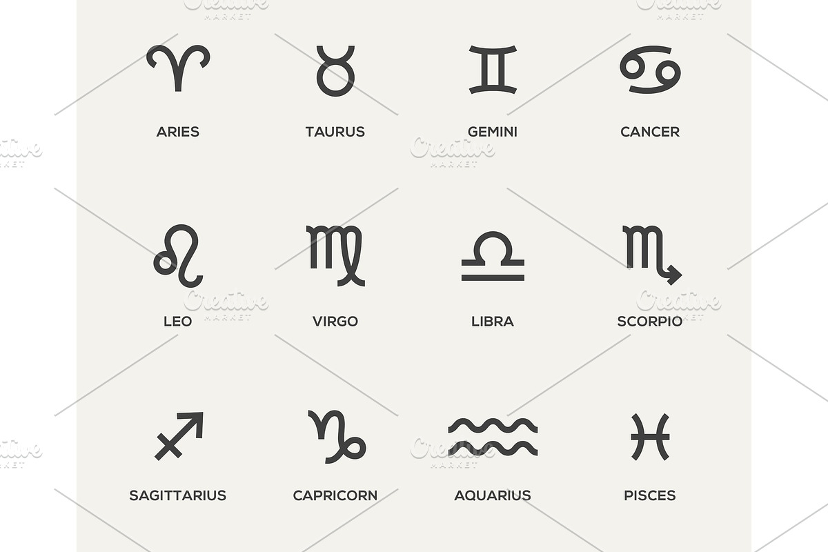 Zodiac signs illustrations set, an Illustration by kotoffei