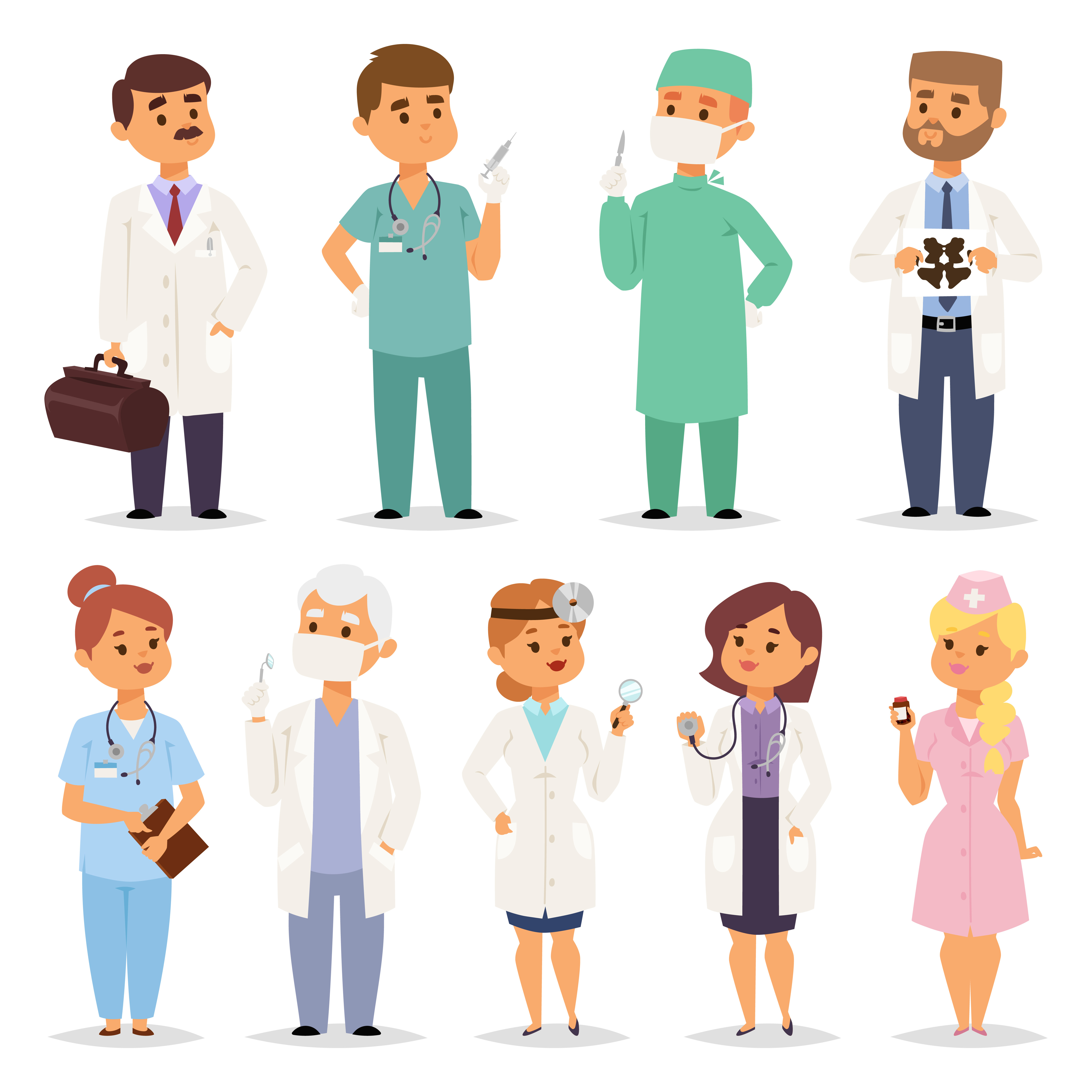 Different doctors characters vector | Healthcare Illustrations ...