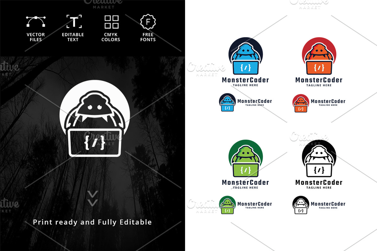 Monster Coder Logo, a Branding & Logo Template by Design_Planet