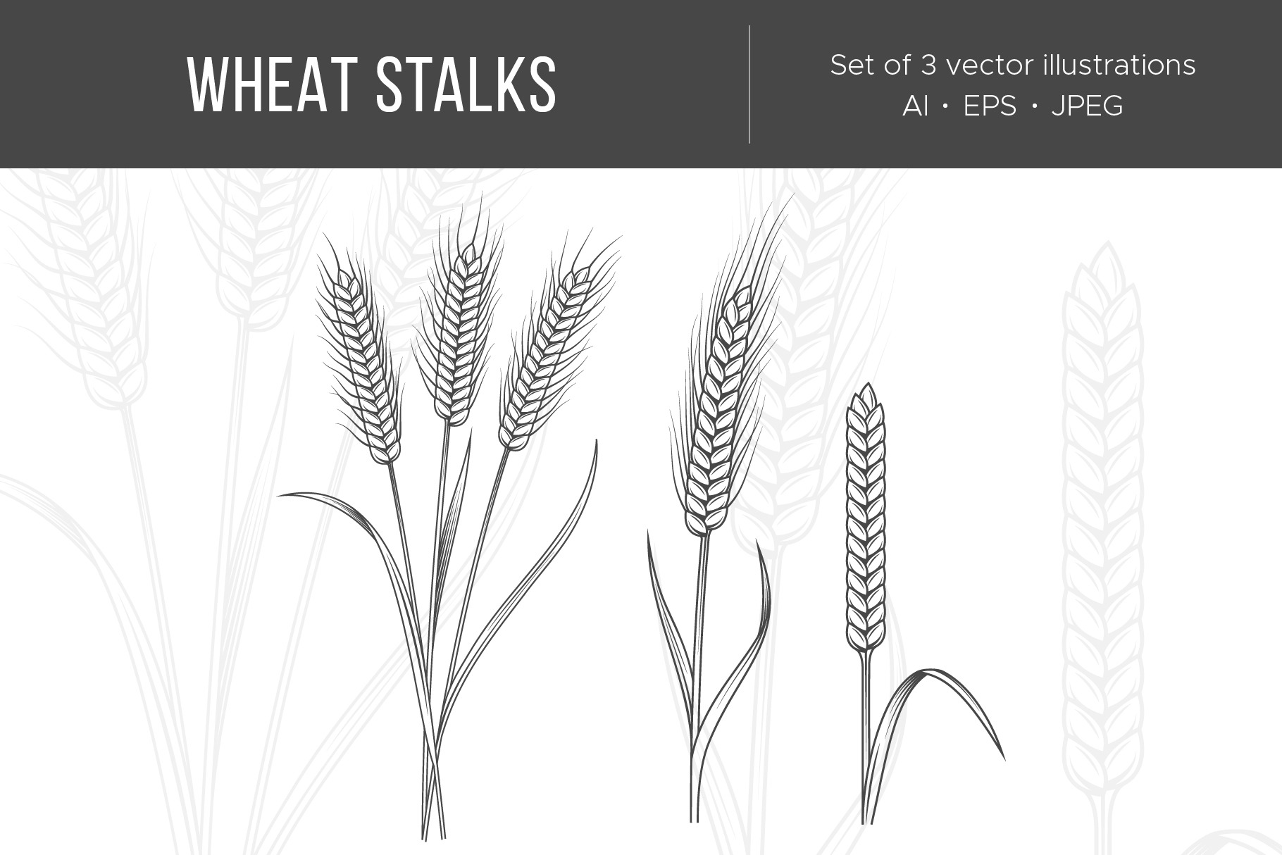 Wheat stalks illustrations set, an Illustration by Cmeree