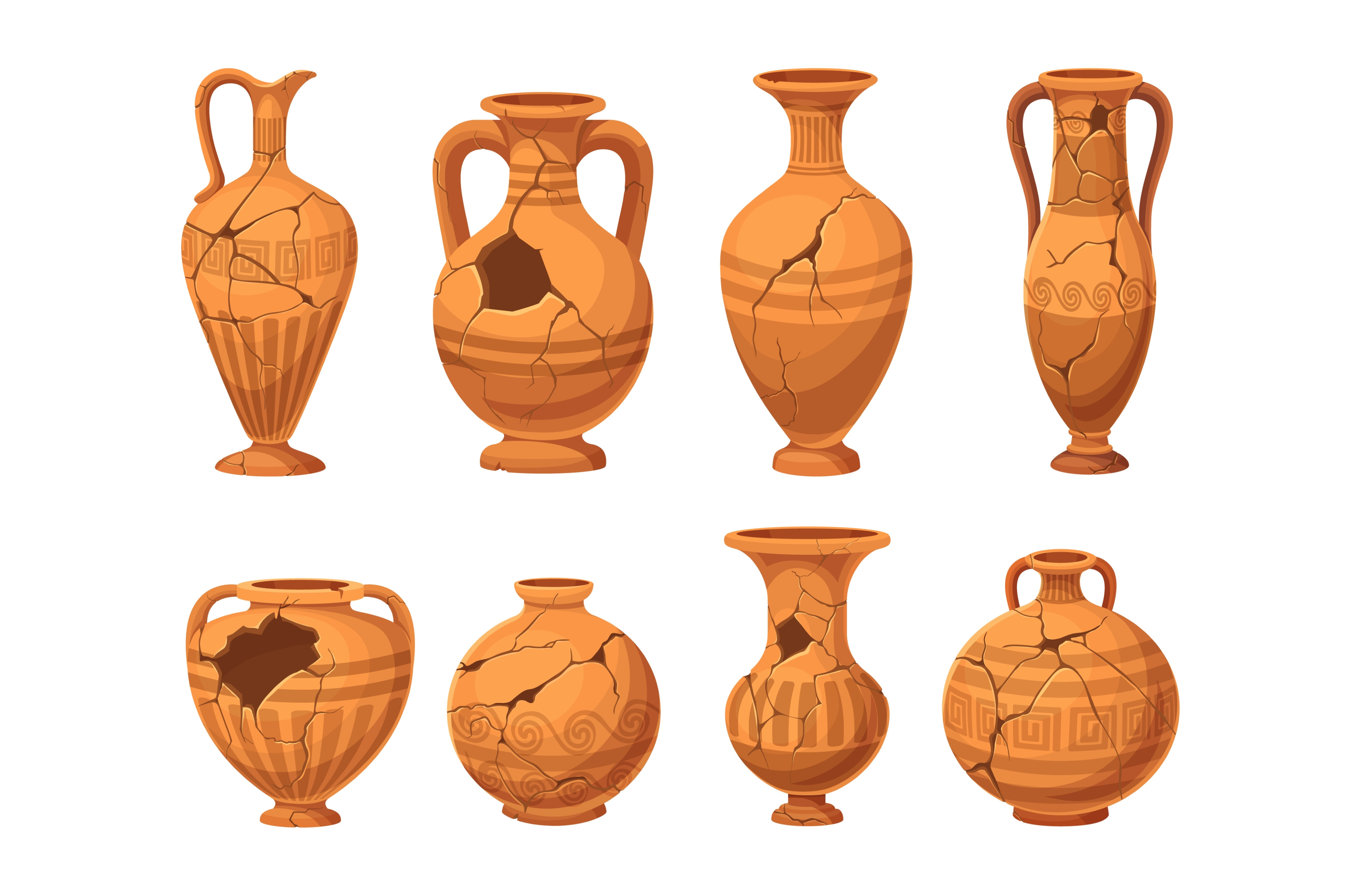 Ancient broken vases, an Object Illustration by Vector Tradition
