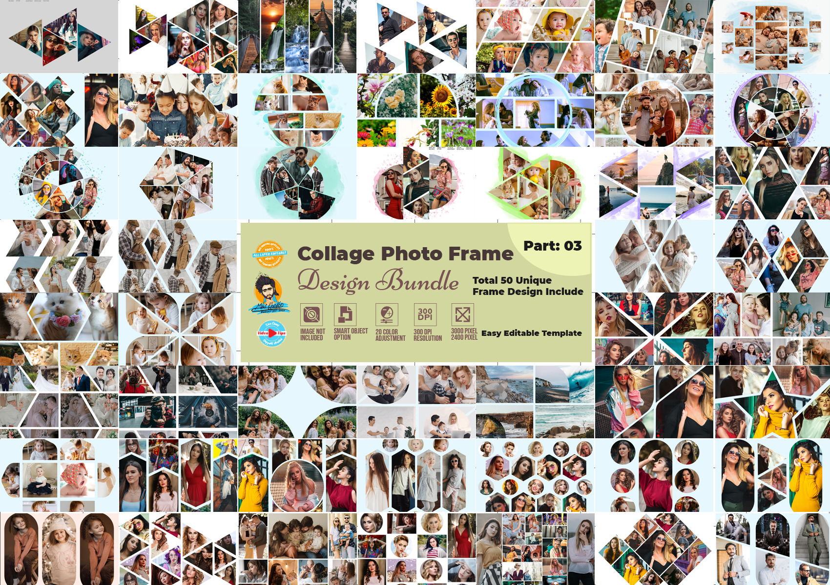 50 Collage Photo Frame Design Template Bundle | Creative Market