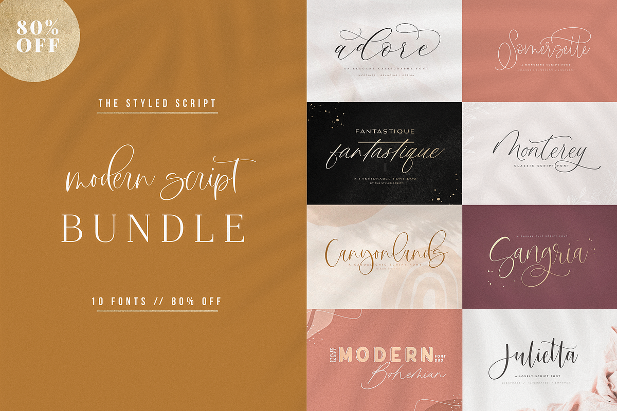 Modern Script FONT BUNDLE, a Script Font by The Styled Script