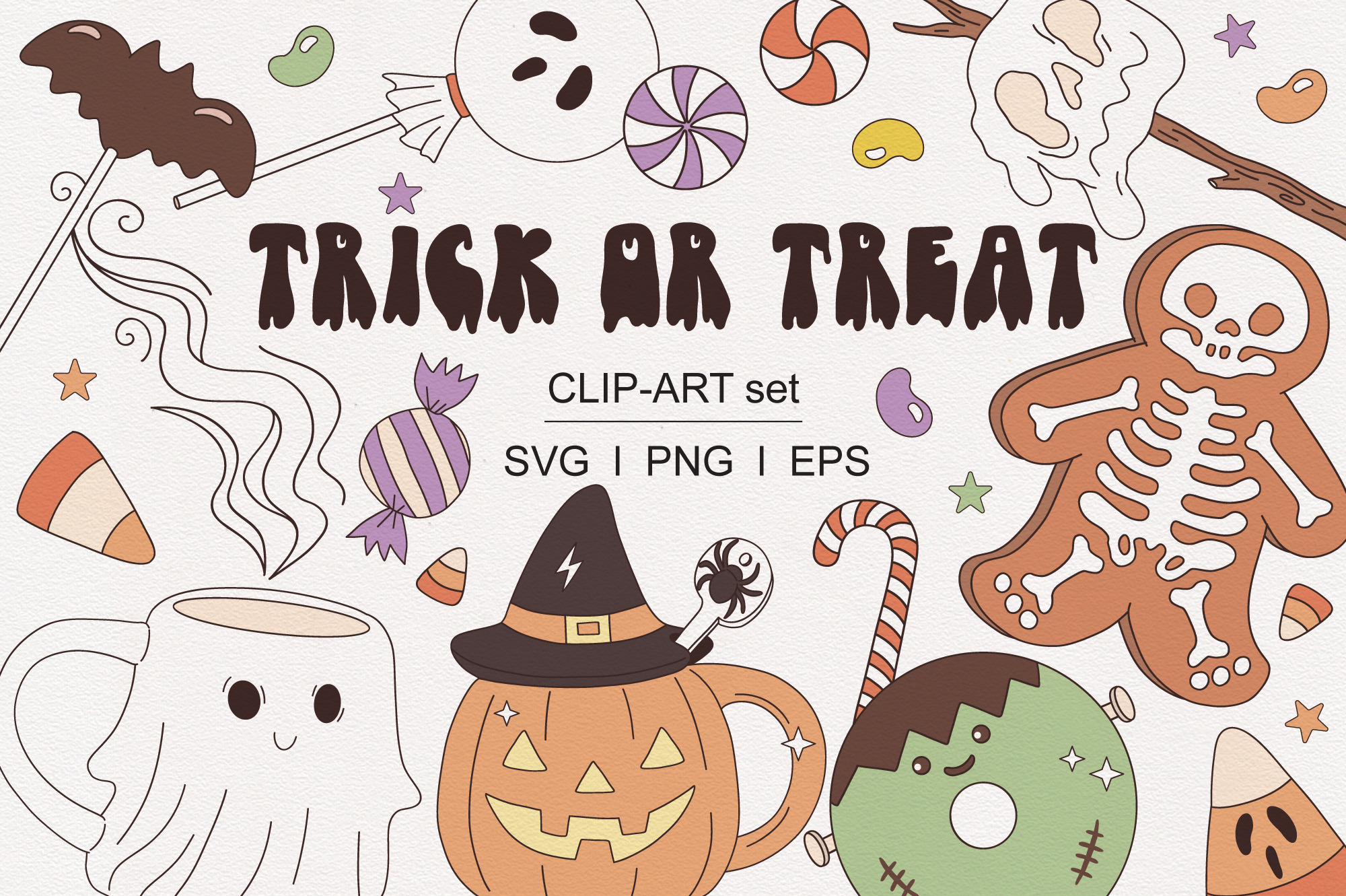 Halloween treats clipart set, an Object Graphic by @olga.angelloz