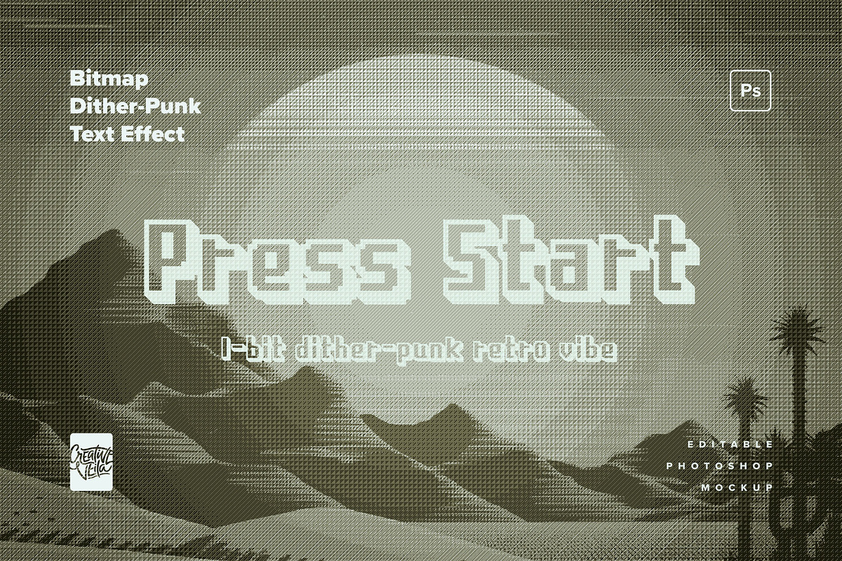 Bitmap Dither Text Effect Set, a Layer Style Add-On by Creative Veila