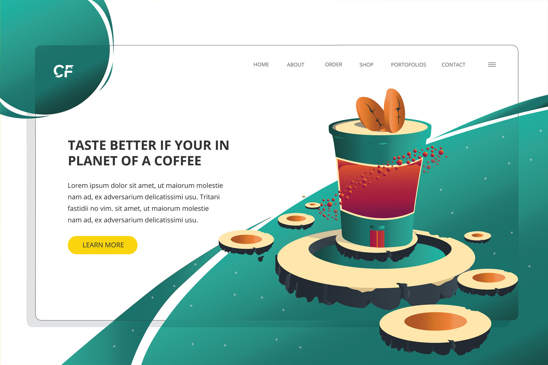 Planet Coffee - Web Header Template, a Templates & Theme by StringLabs