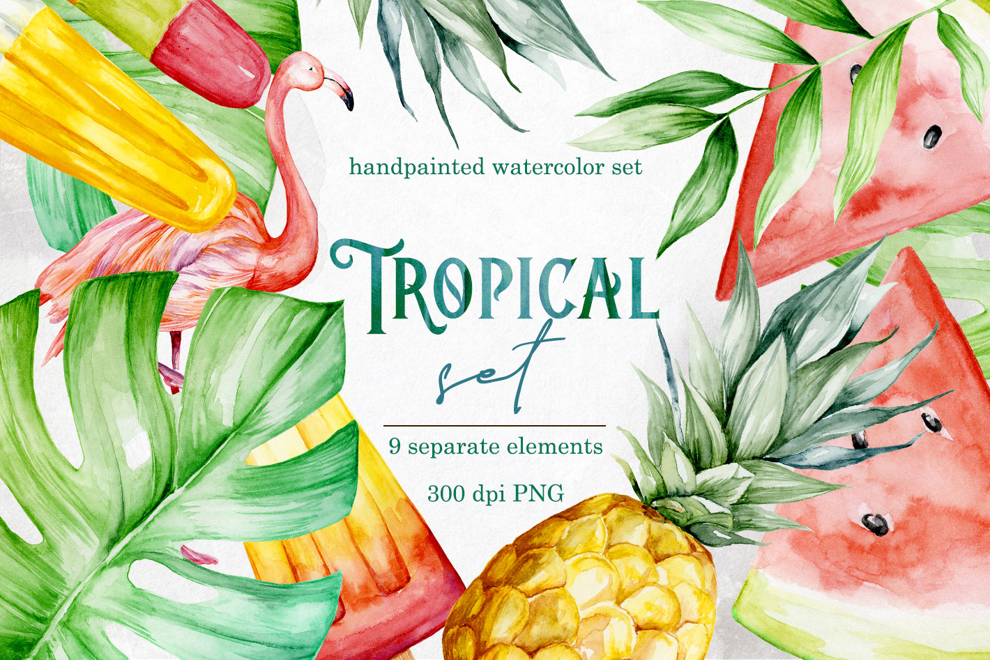 Watercolor Tropical clip art, an Object Graphic by PixelJungle