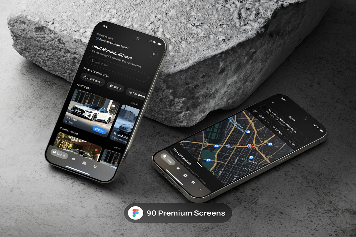 Car Rental Mobile App UI Kit - Ridezy