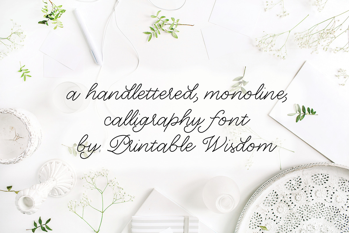 Penelope Larissa Font, a Script Font by Printable Wisdom