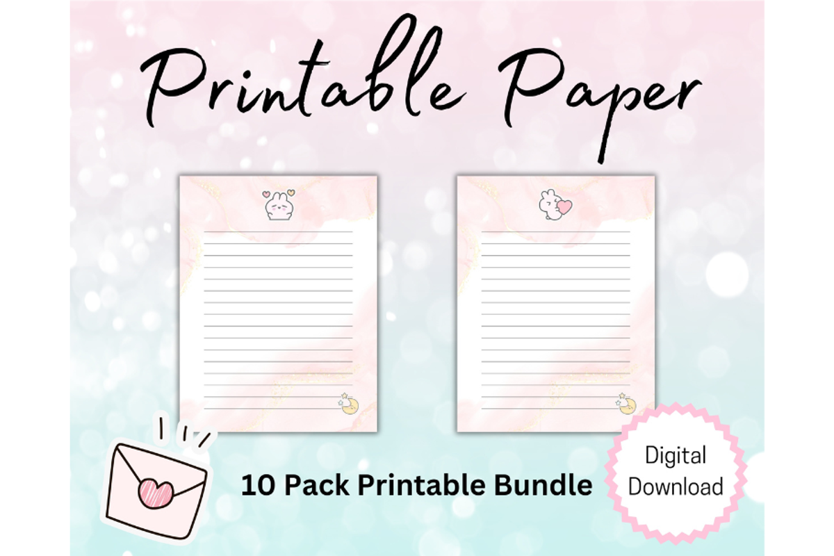 Kawaii Printable Stationery, a Stationery Template by Pixels N Bows