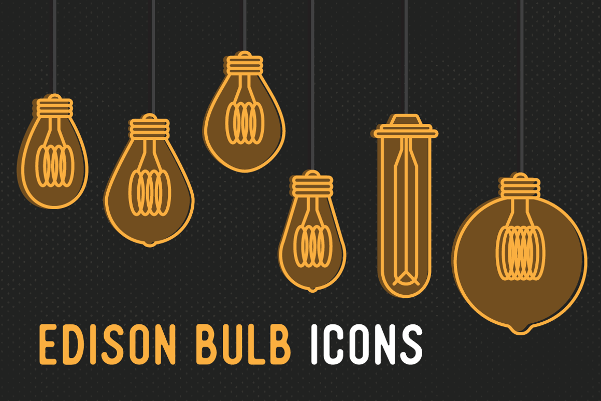 7 Editable Edison Light Bulb Icons, an Outline Icon by St Designer
