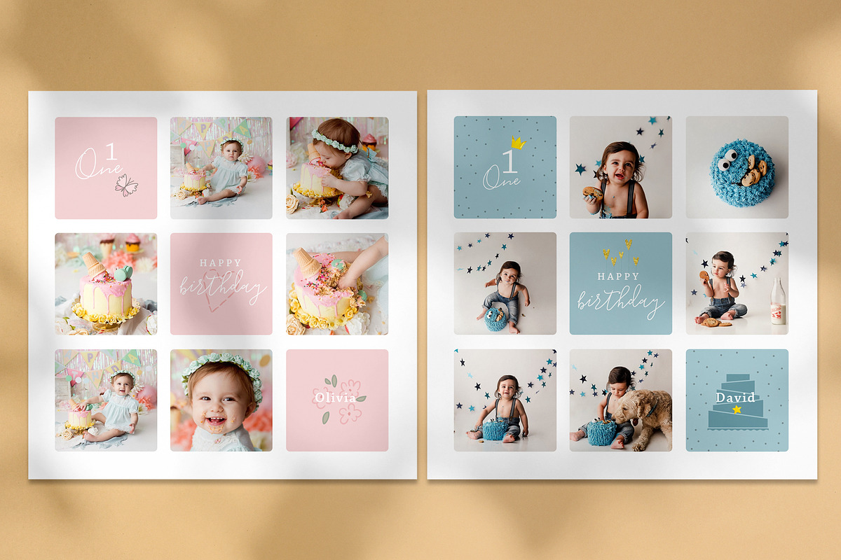 Cake Smash Photo Collage Templates, a Product Mockup by By Stephanie Design