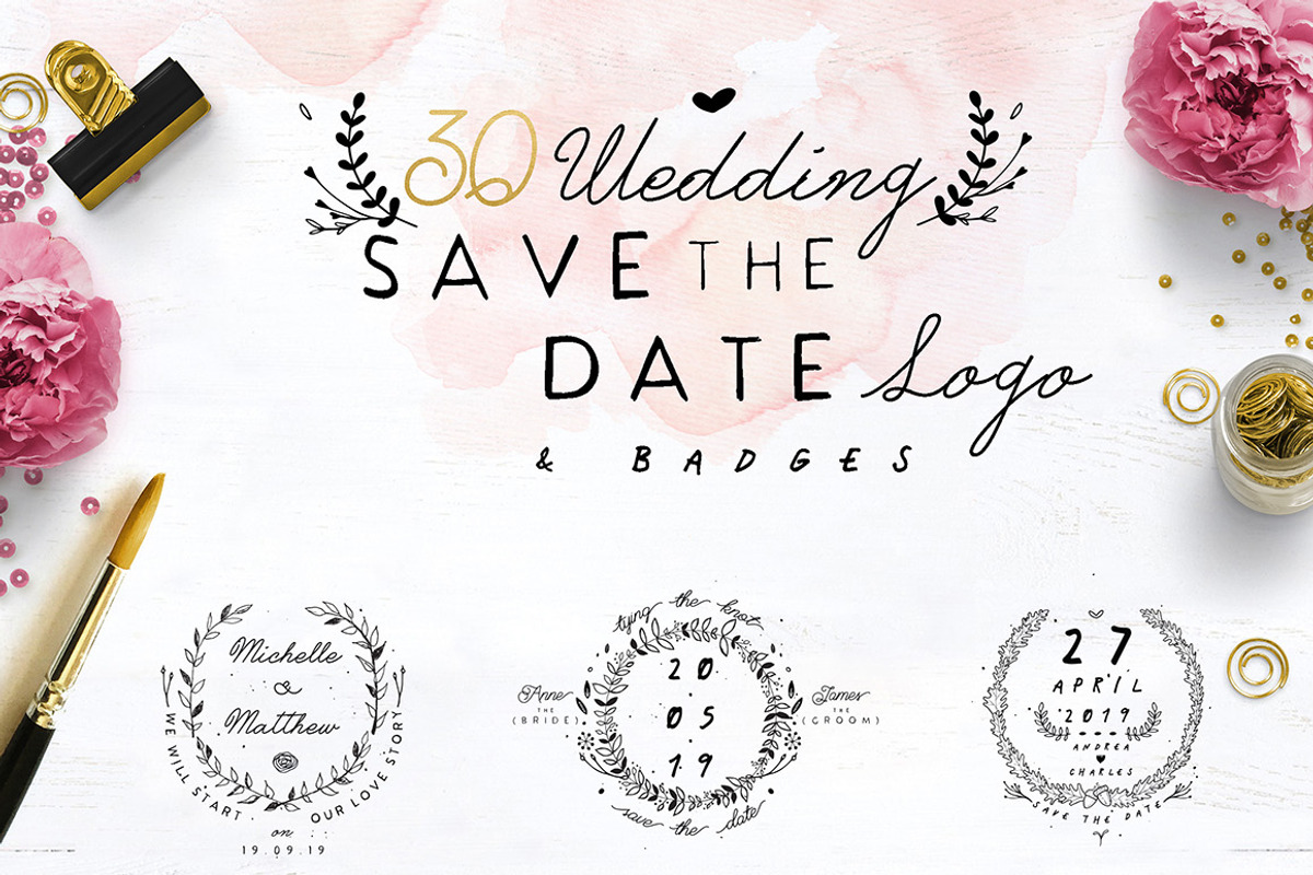 30 Save the Date Wreath Logo, a Branding & Logo Template by ...