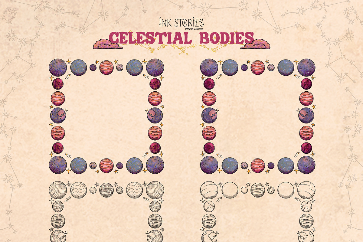 Celestial Bodies, an Object Illustration by Ink Stories | Creative Market