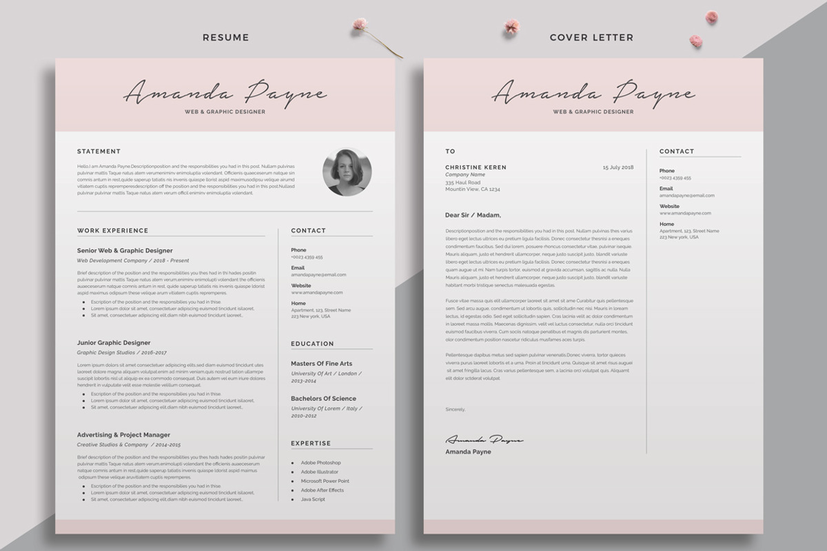 Resume/CV | Amanda, a Resume Template by ThemeDevisers