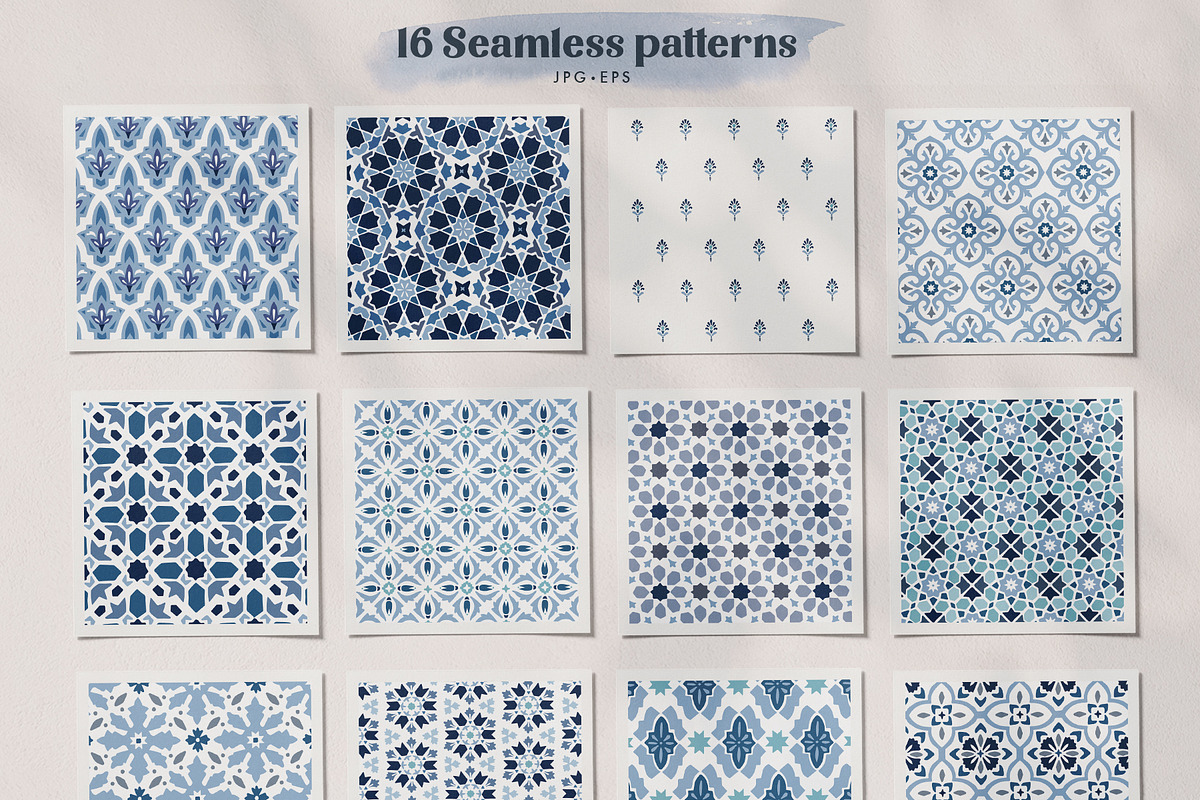 Moroccan tiles patterns, a Pattern Graphic by Tabita's shop