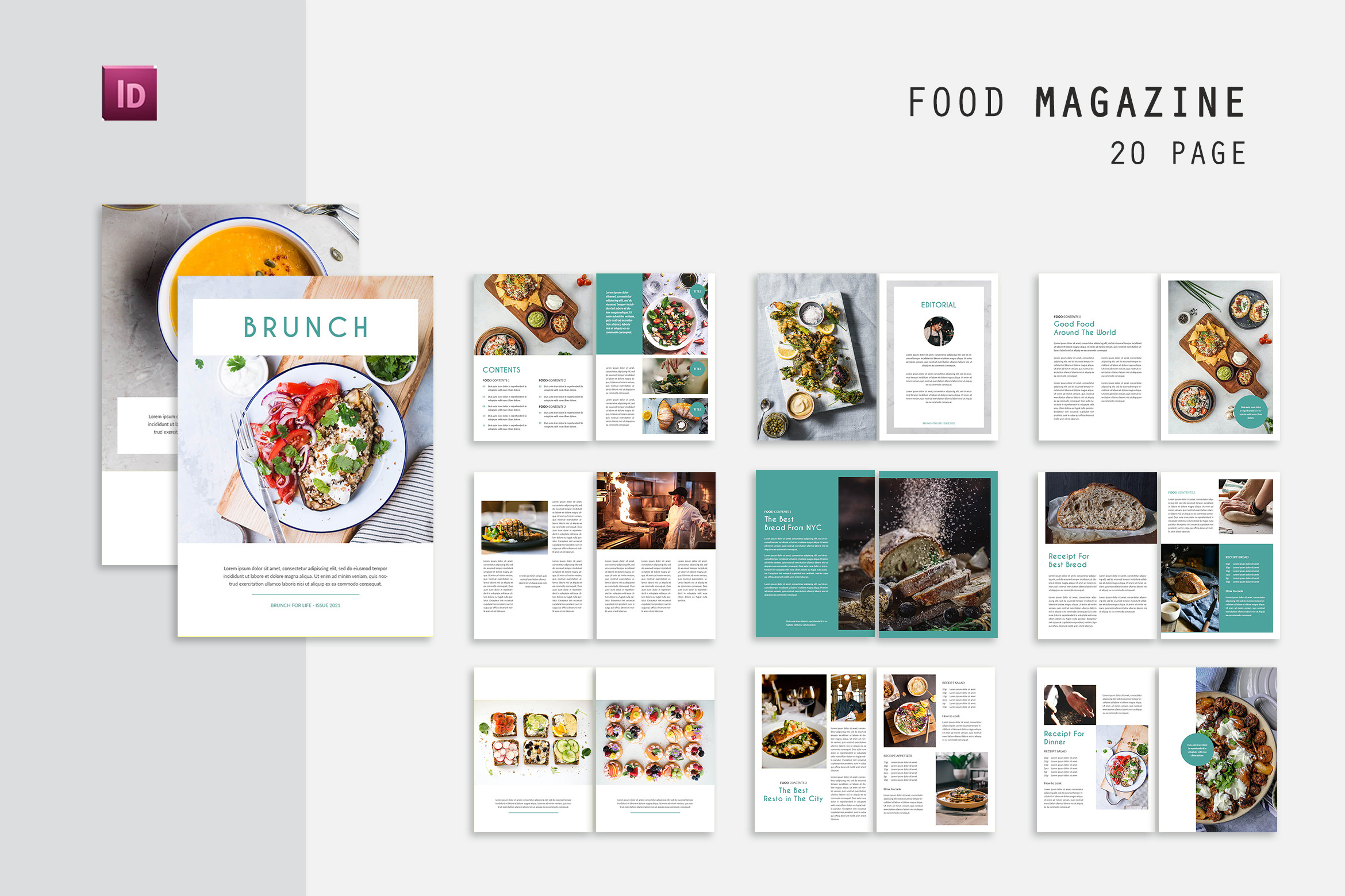 Brunch Food Magazine, a Magazine Template by AQR Studio
