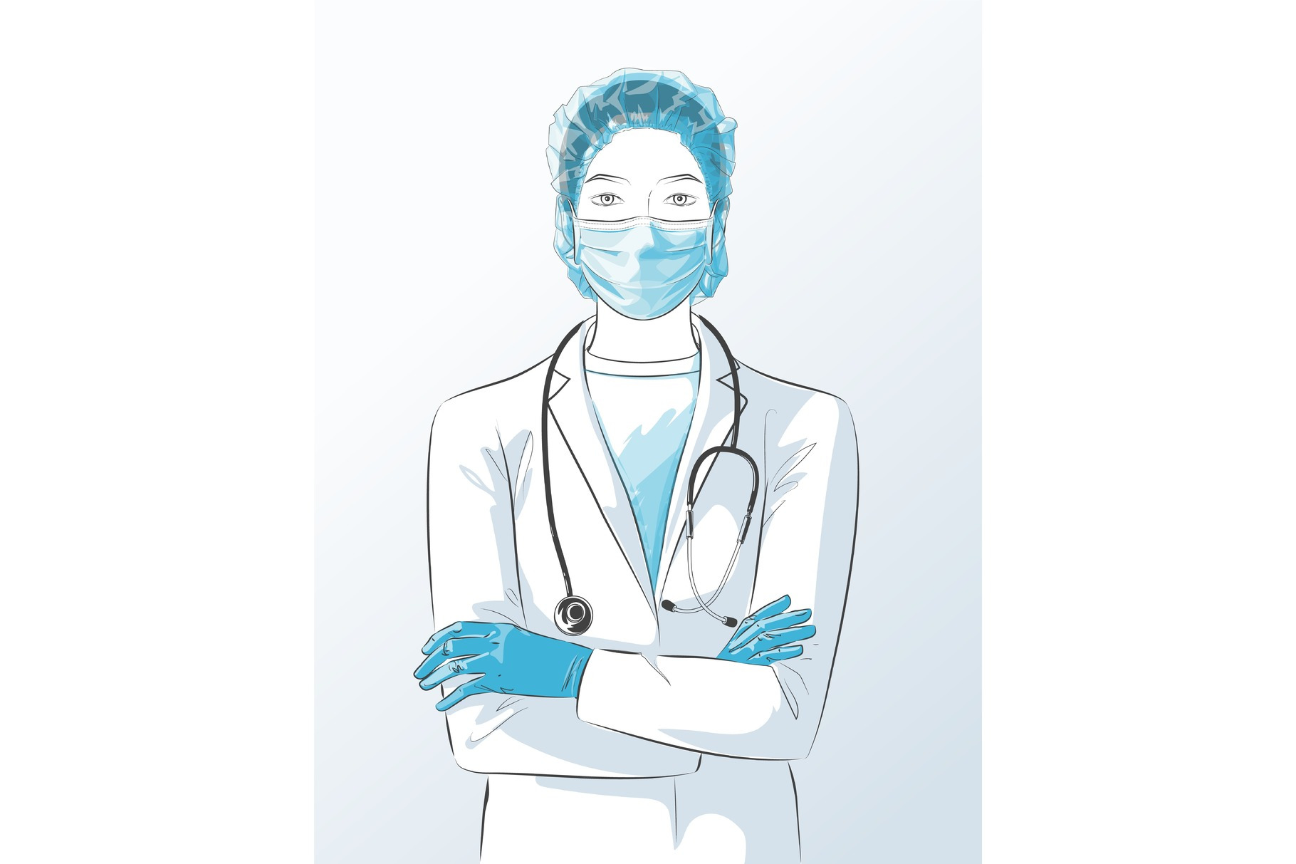 Portrait of Doctor with face mask, a Healthcare Illustration by ...
