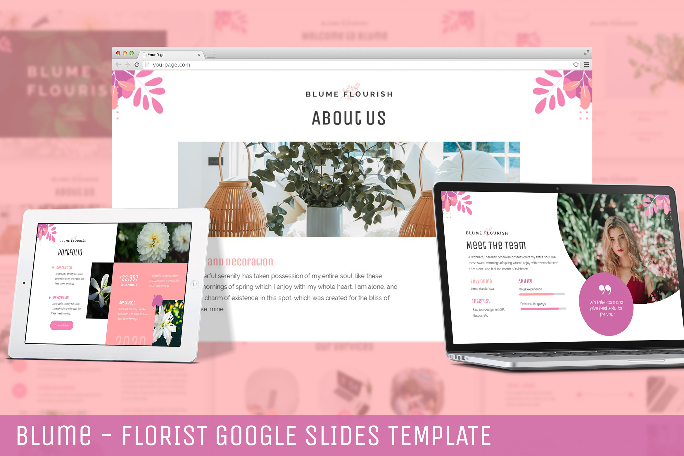 Blume - Florist Google Slides, a Presentation Template by SlideFactory
