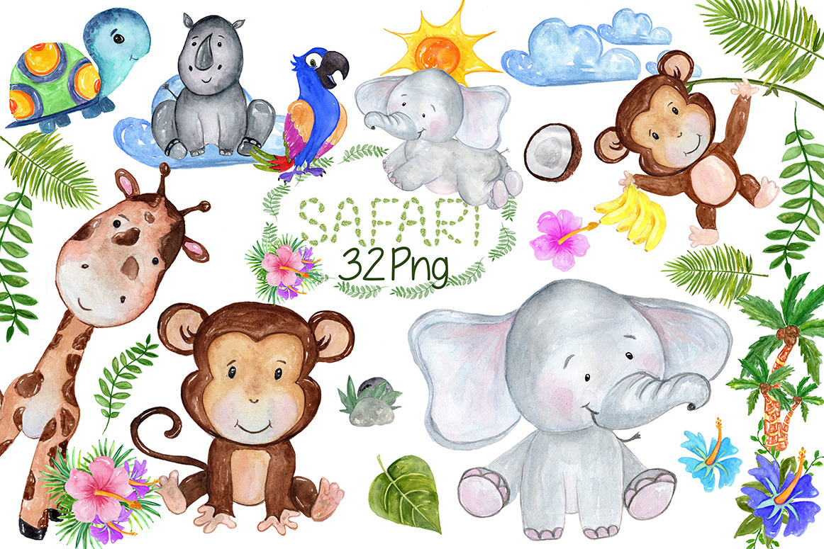 Safari Animals Clipart, an Animal Illustration by vivastarkids
