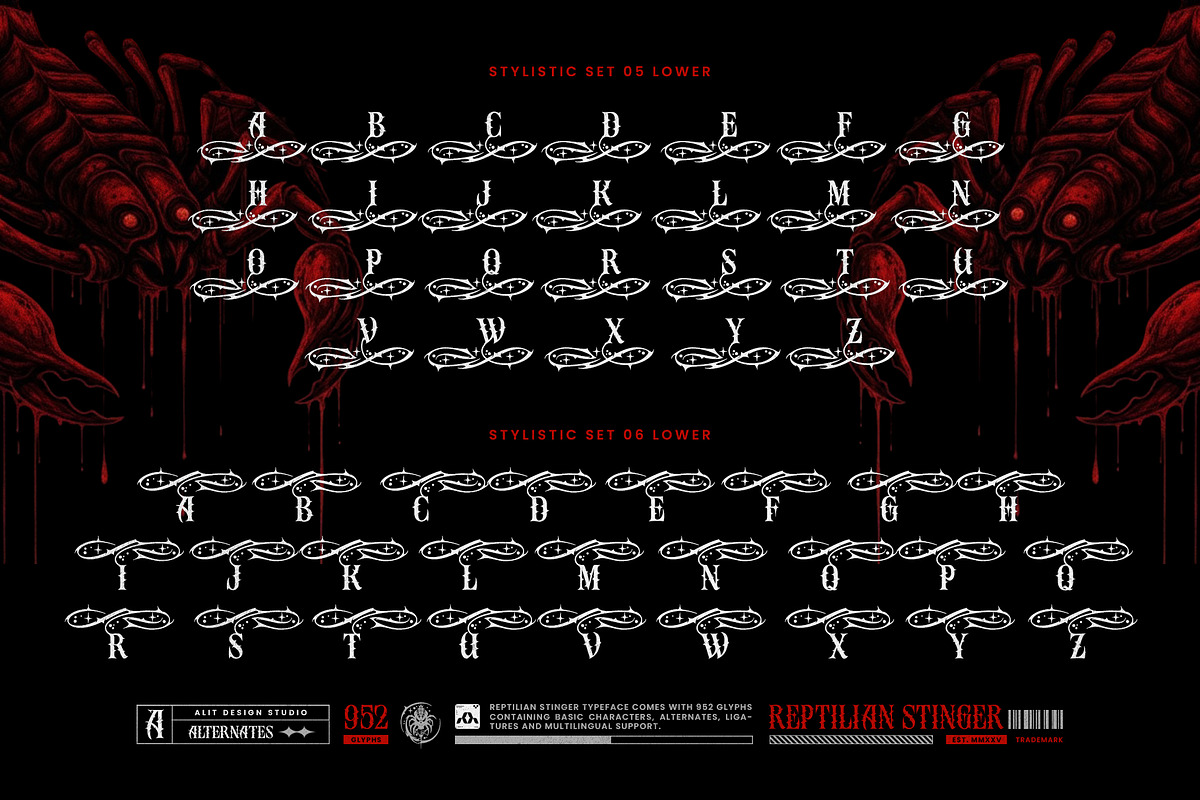 Reptilian Stinger Typeface, a Serif Font by alit design
