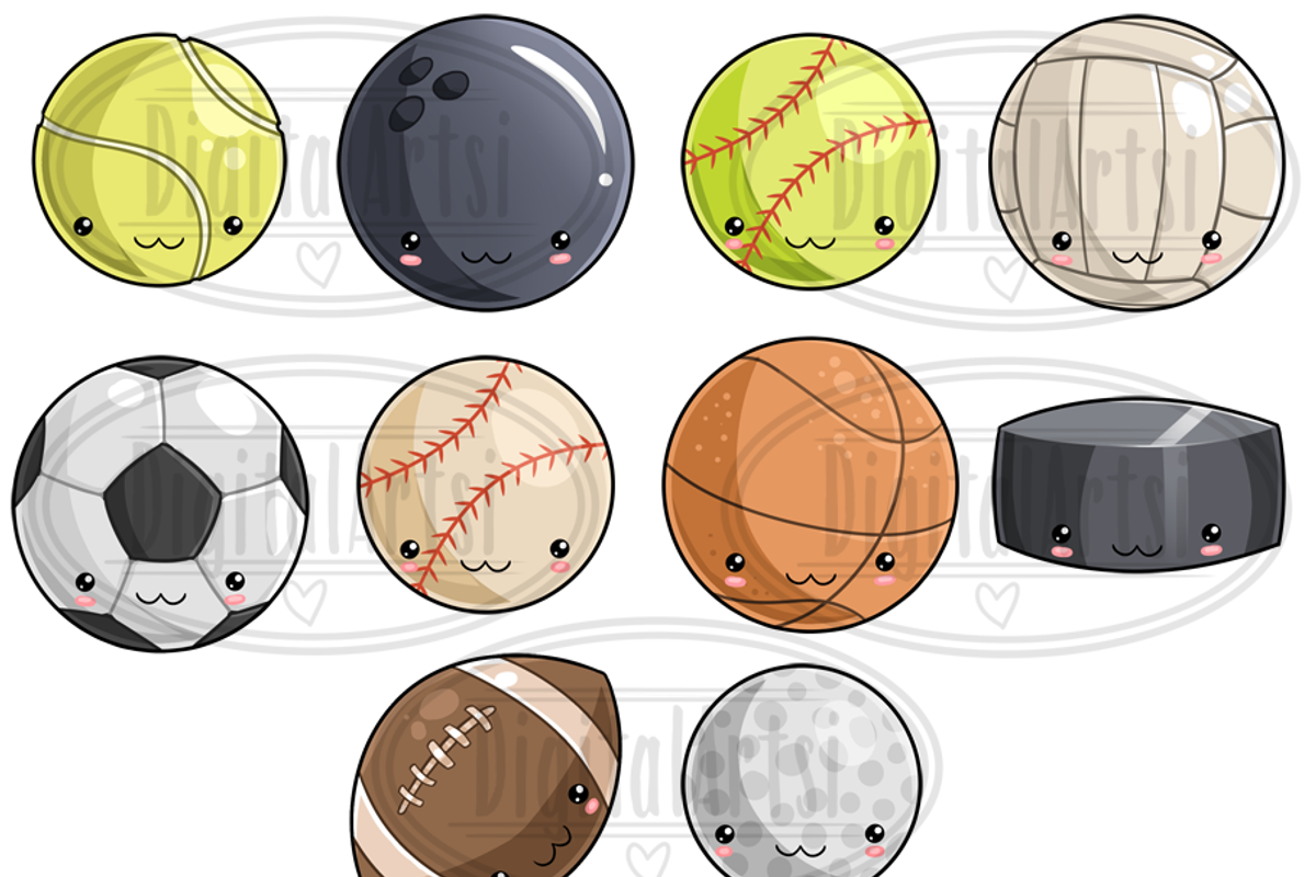 Kawaii Sports Clipart, a Sport Illustration by DigitalArtsi | Creative ...