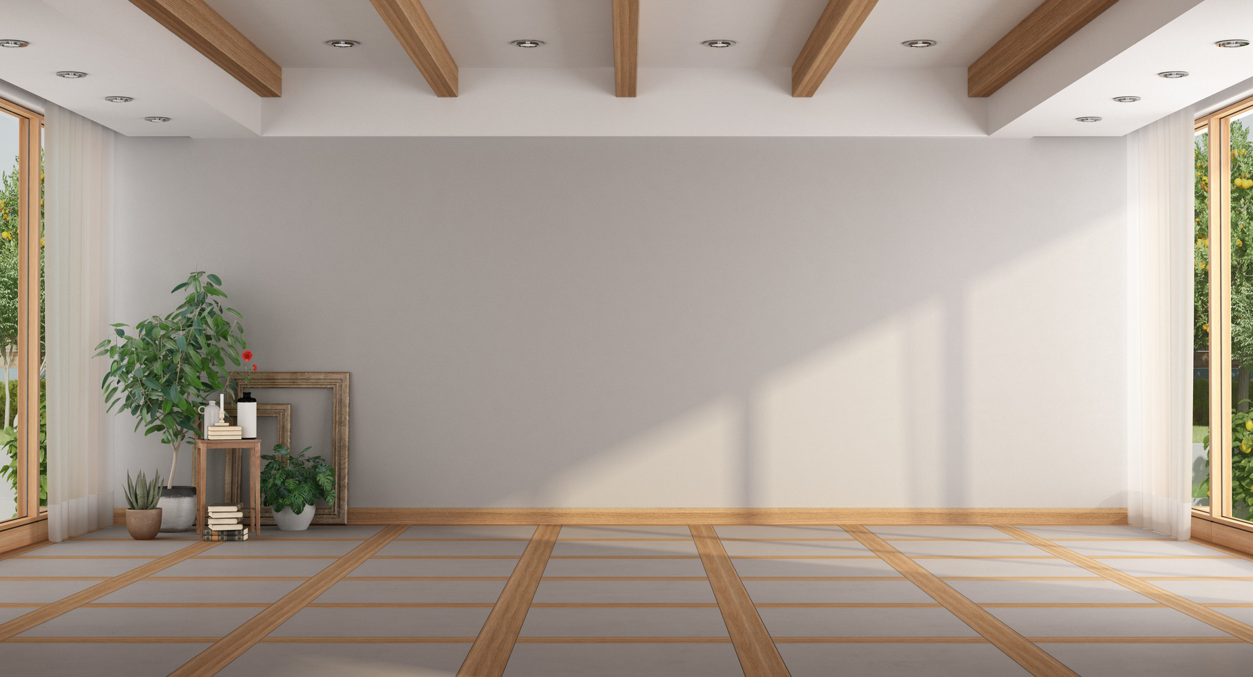 Empty minimalist large room, an Architecture Photo by Archideaphoto