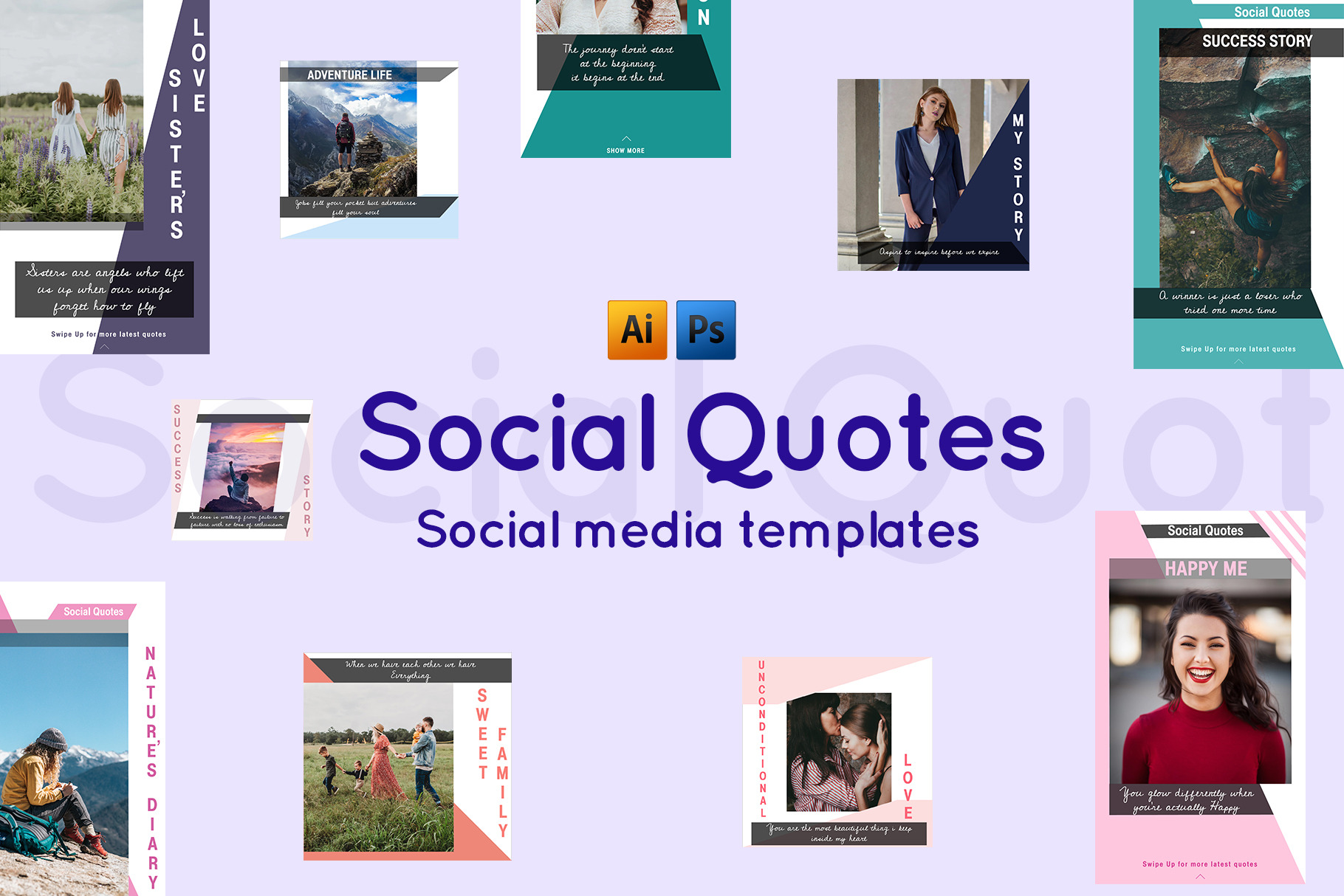Social Media Quotes Templates Kit | Social Media Templates ~ Creative ...