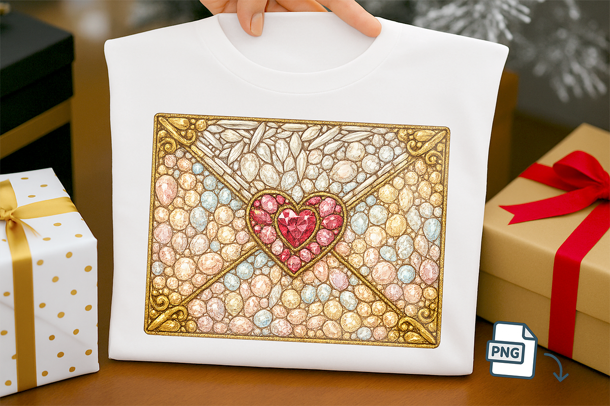 Faux Rhinestone Love Letter PNG