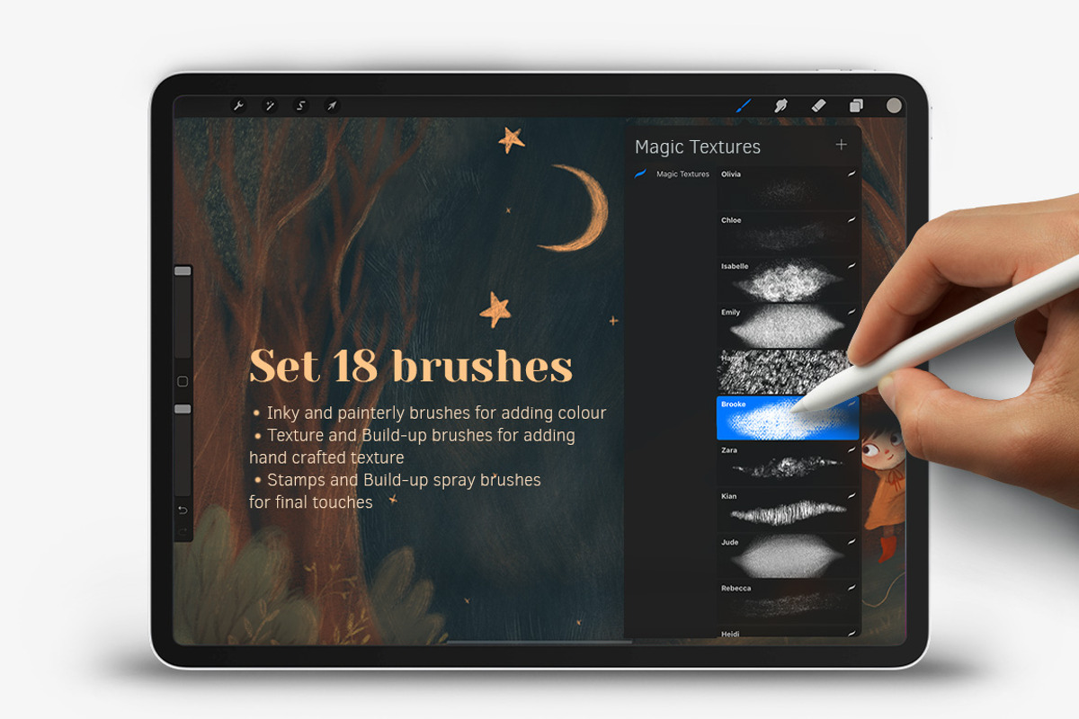 Magic Textures brushes for Procreate, a Brush Add-On by BocadebraShop