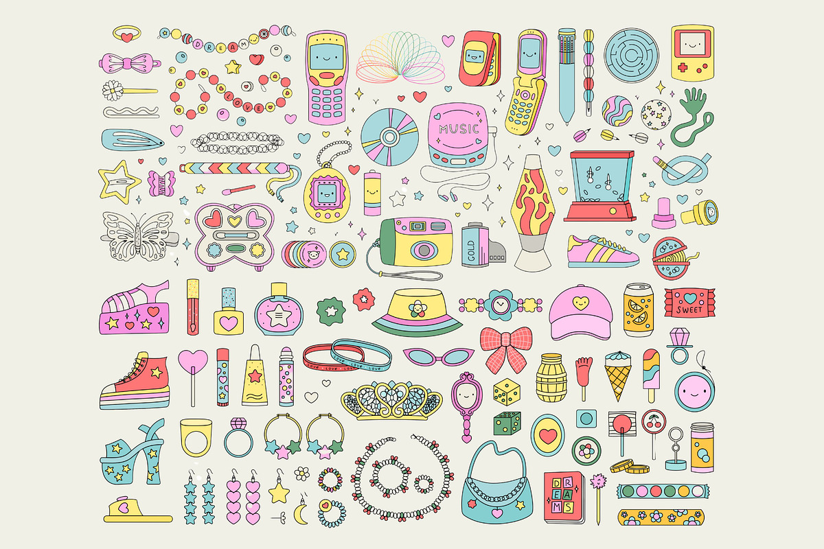 Y2K Nostalgic Summer Clipart Bundle, a Seasonal Illustration by ...