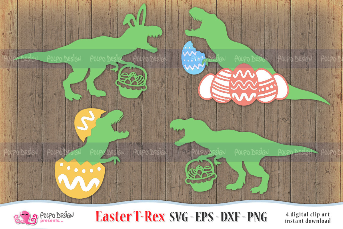 Easter T-Rex SVG, Eps, Dxf, Png, an Object Graphic by PolpoDesign