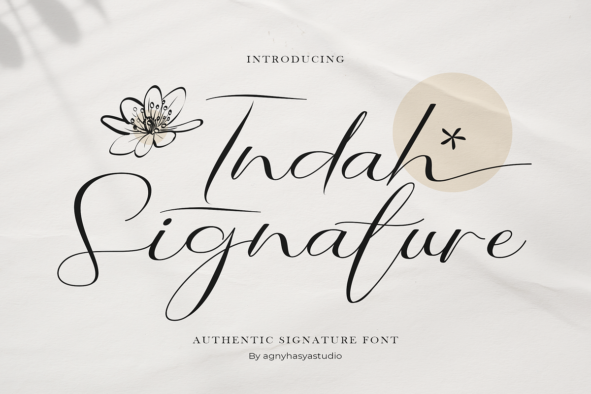 Indah Signature, a Script Font by agnyhasyastudio