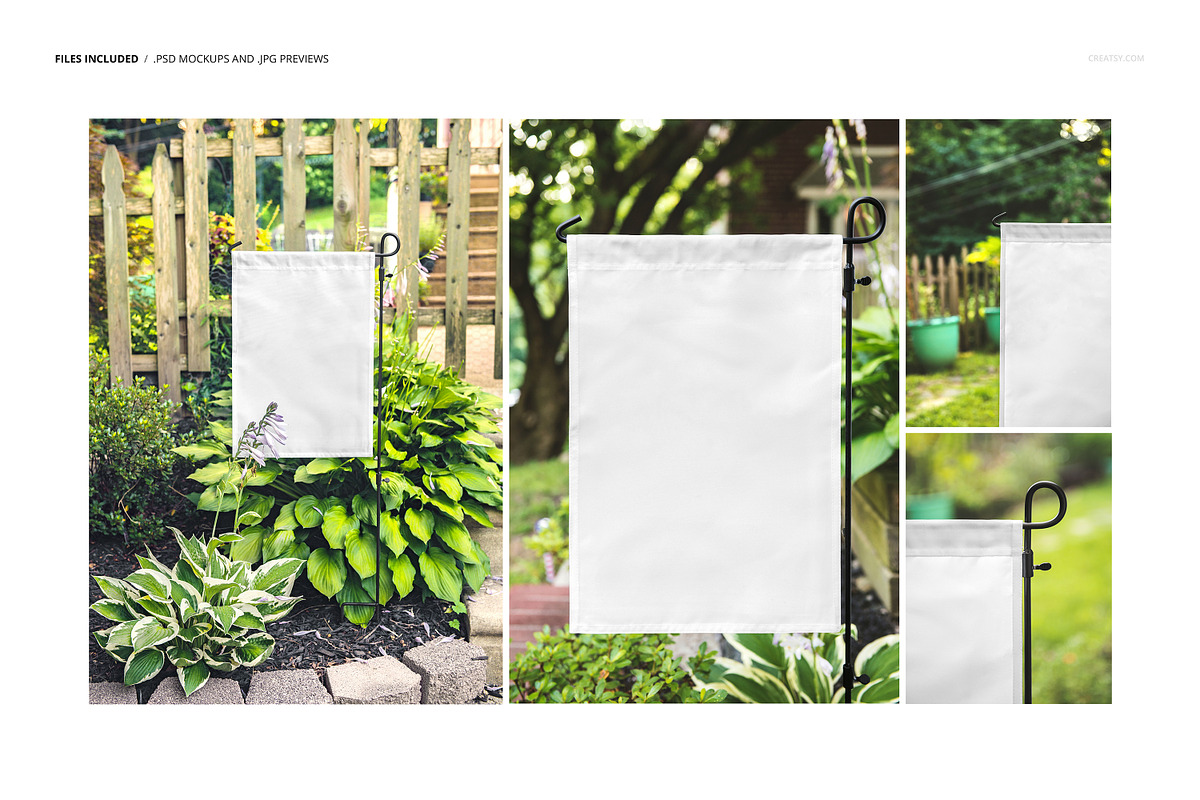 Garden Yard Flag Mockup Set, a Household Mockup by Creatsy