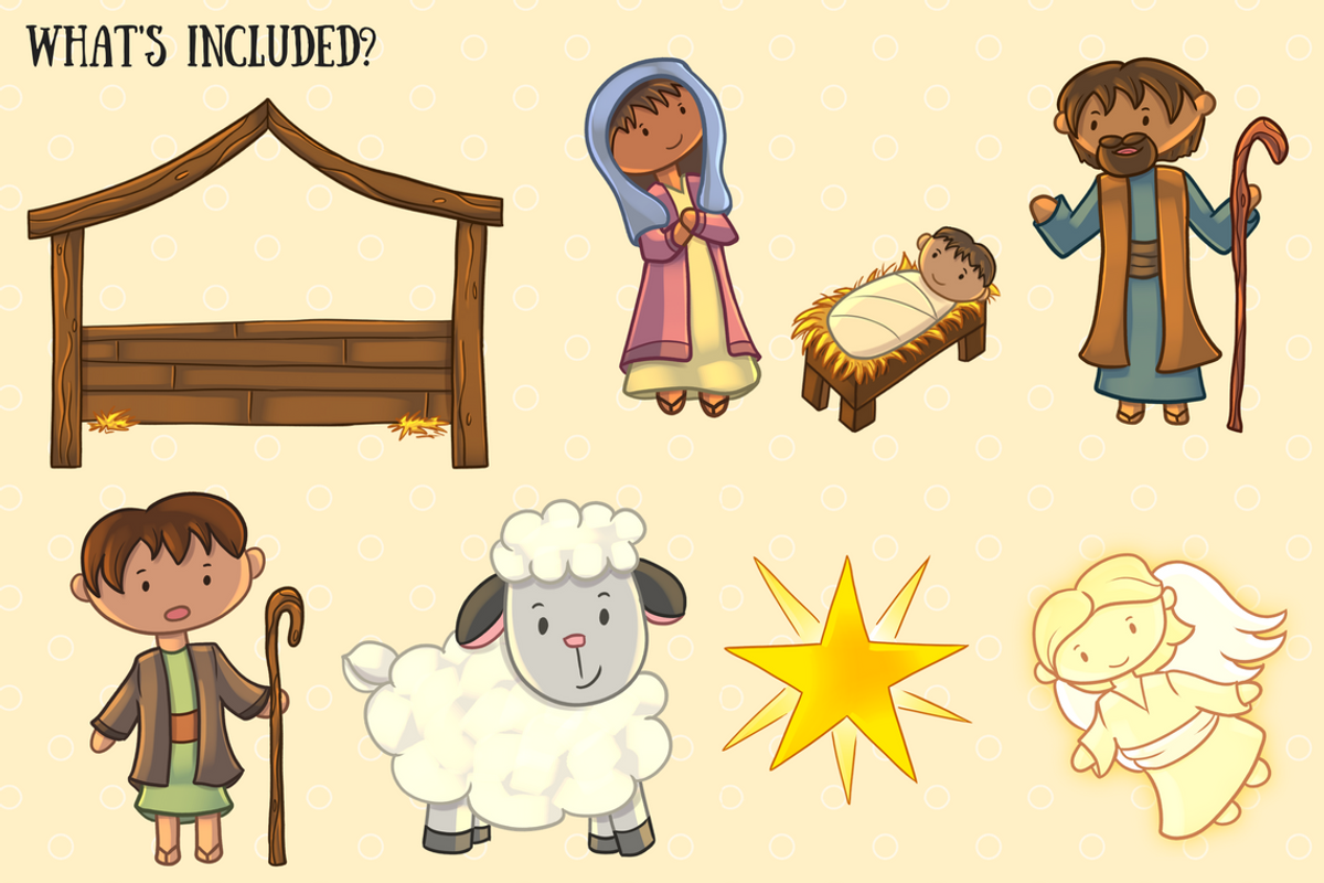 Christmas Nativity Clip Art Set, an Illustration by Keepin' It Kawaii