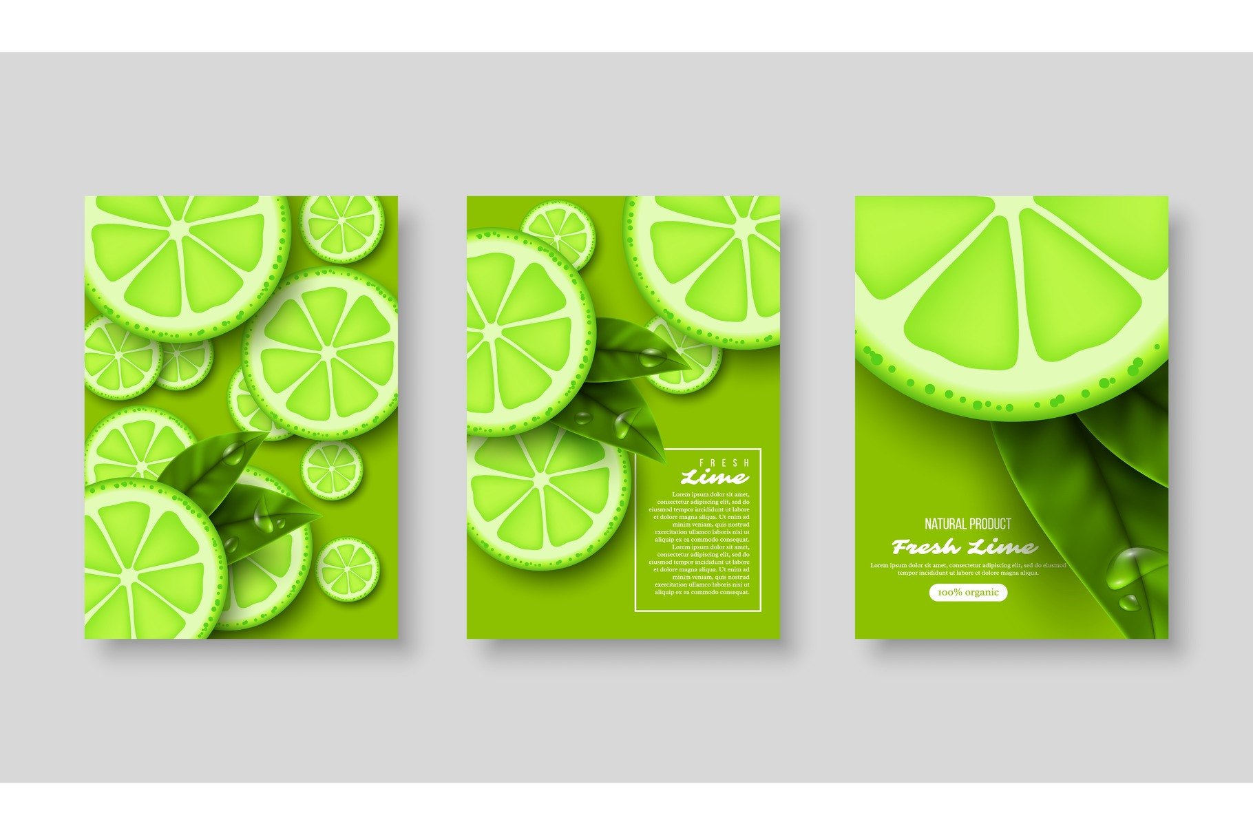 Sliced lime poster set., a Food Illustration by Liudmyla Matviiets