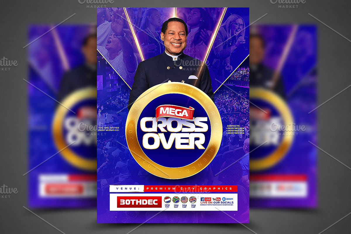 Church Cross over flyer template