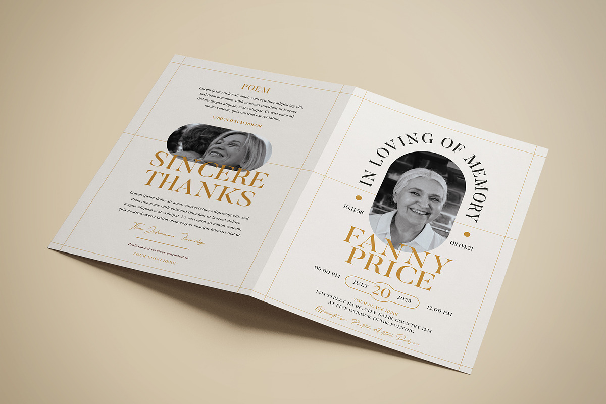 Funeral Program Bifold Layout, a Brochure Template by Guuver