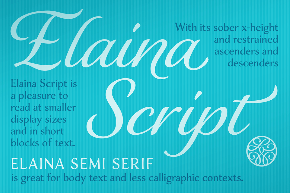 Elaina Script, a Script Font by Laura Worthington